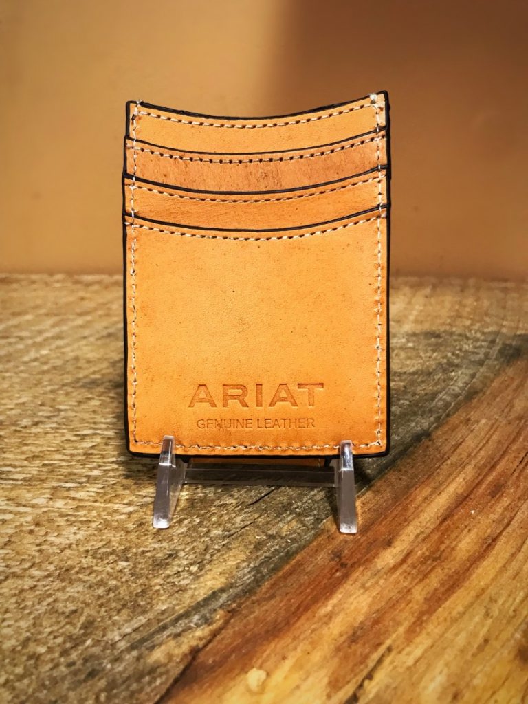 ARIAT Floral Tooled Card Case W/ Money Clip ( Tan ) – El Potrerito