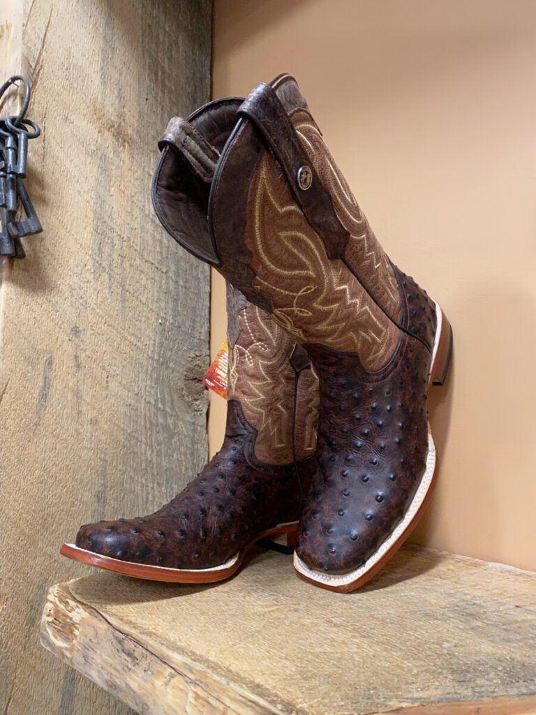 Tanner Mark Boots – Men’s Ostrich Print Rustic Boot ( Brown ) – El ...