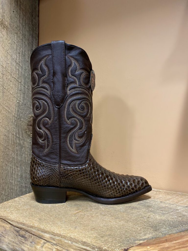 Los Altos – Men’s Los Altos Genuine Python Snakeskin J Toe Boots Brown ...