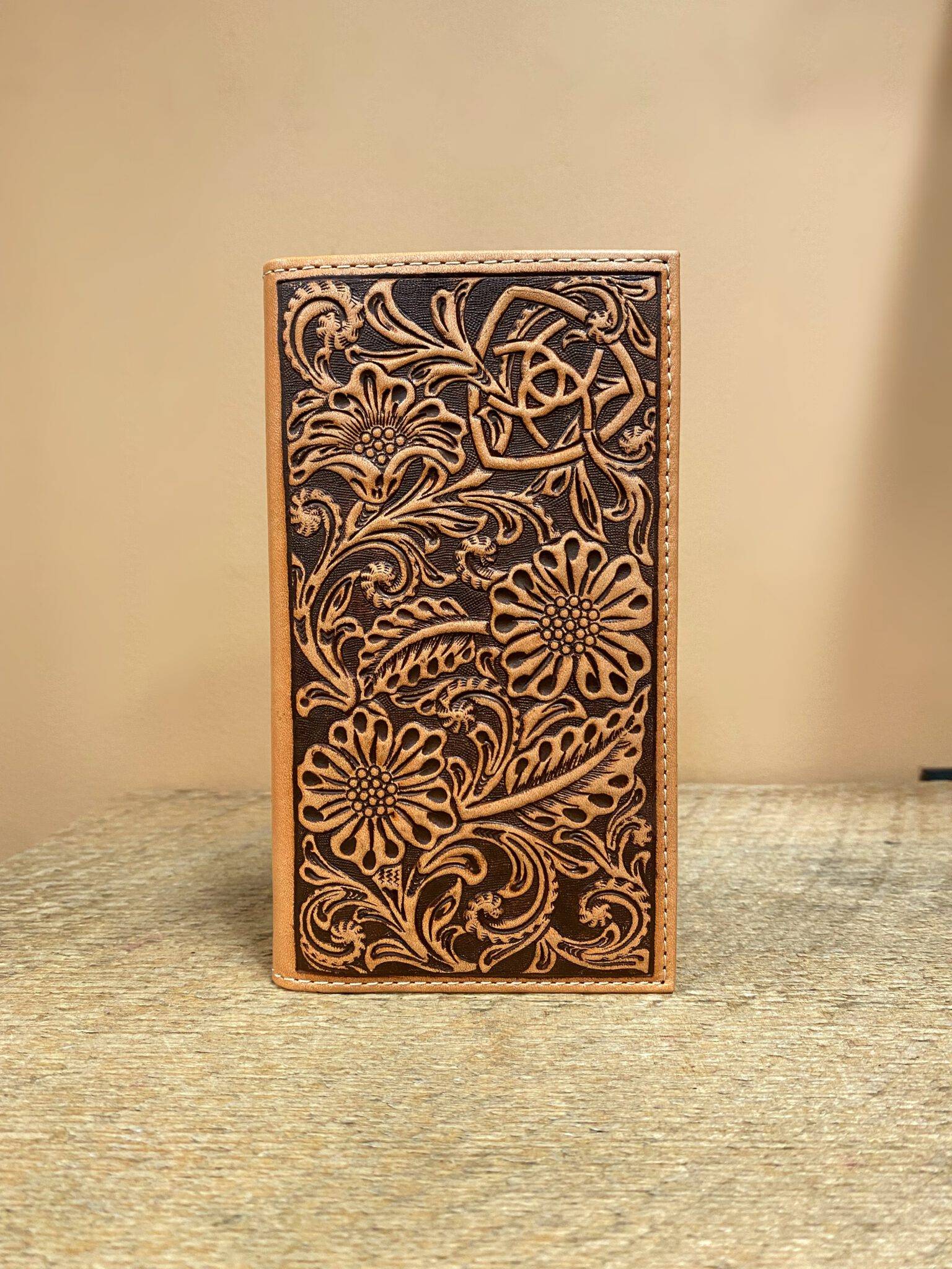 ARIAT Men’s Leather Tooled Rodeo Style Wallet ( Honey ) – El Potrerito