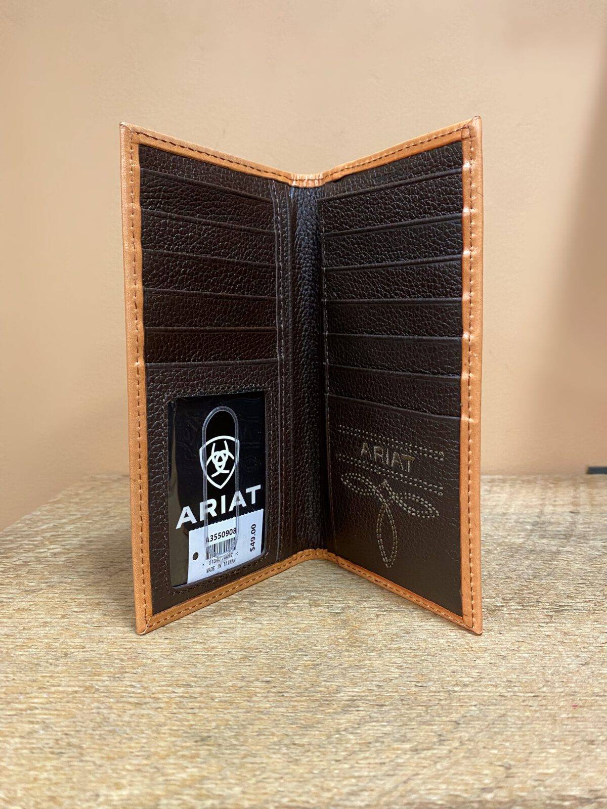 ARIAT Men’s Leather Tooled Rodeo Style Wallet ( Honey ) – El Potrerito