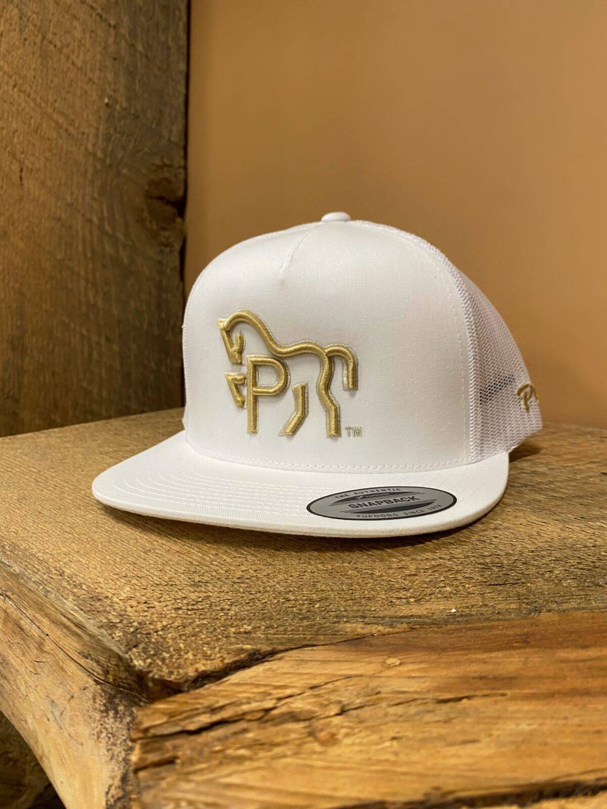 El Potrerito – ” Caballo Bailador ” Snapback Cap ( 5 Panel White / Gold ...